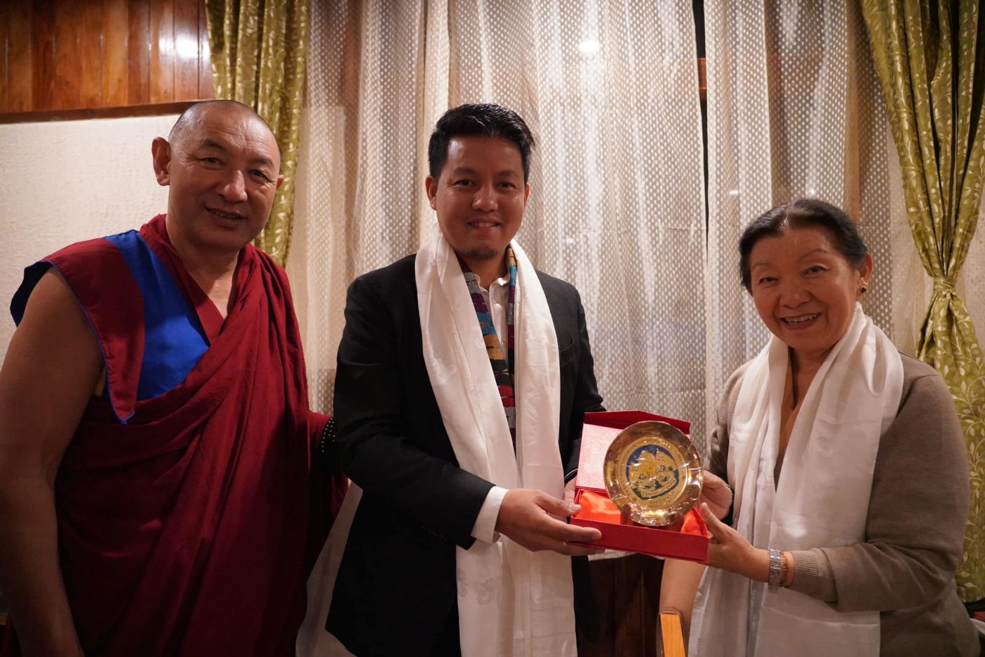 Deputy Speaker Dolma Tsering Teykhang and parliamentarian Geshe Monlam Tharchin call on MP Indra ...